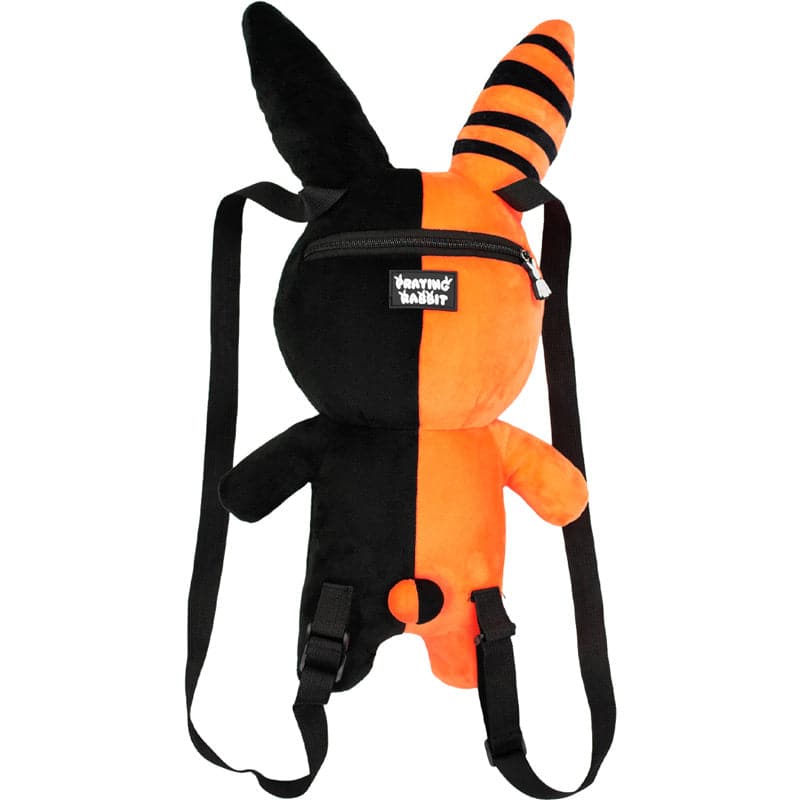 Rabbit Plush Backpack – Orange/Black (20”) – PRAYING RABBIT